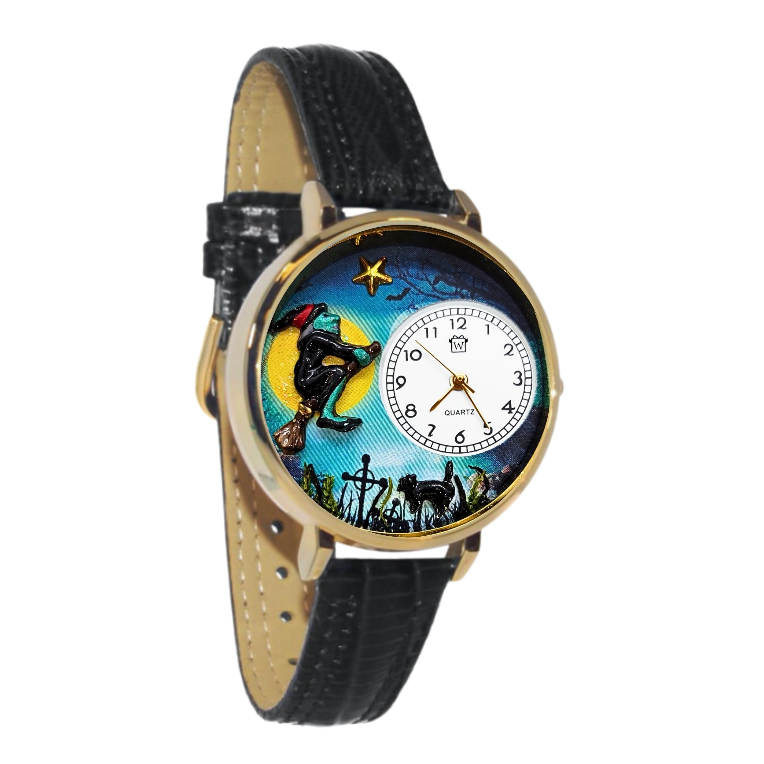 Whimsical Gifts | Flying Witch 3D Watch Large | Handmade in USA