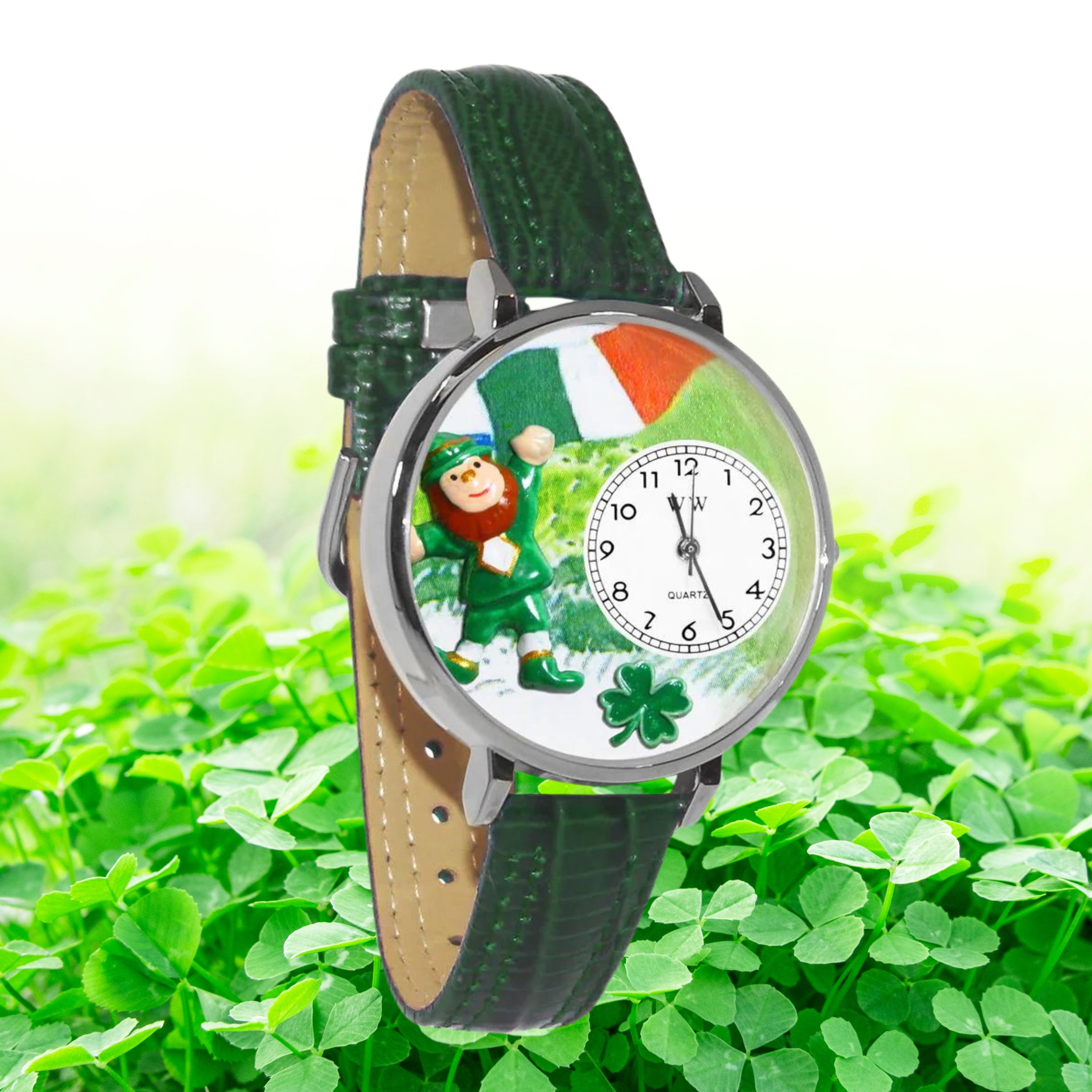 Whimsical Gifts | Irish Flag Leprechaun 3D Watch Large Handmade USA